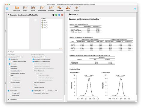 Screenshot Of The Bayesian Reliability Module In Jasp As Applied To The