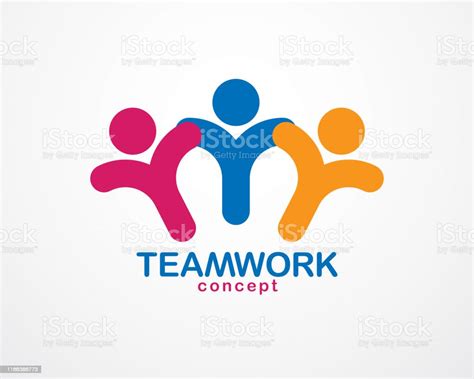 팀워크 사업가의 단합과 협력 개념은 사람 승무원으로 간단한 기하학적 요소로 만든 벡터 아이콘입니다 우정 드림 팀 유나이티드 크루