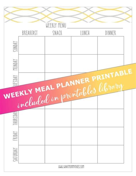 Cute Weekly Menu Template