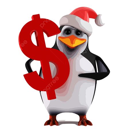 미국 달러 기호를 들고 산타 클로스 모자를 쓰고 펭귄의 3d 렌더링 상징 모자 세우다 Png 일러스트 및 벡터 에 대한 무료 다운로드 Pngtree