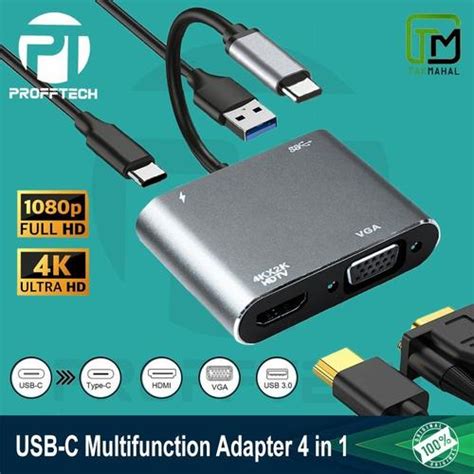 Jual Kabel Usb Type C To Vga Hdmi Usb 3 0 Hub Adapter 4 In 1 High Quality Jakarta Pusat Acc