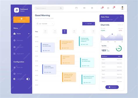 그래프 차트 및 다이어그램이 포함된 인포그래픽 대시보드 Ui 디자인 웹 인터페이스 템플릿 Ui Ux 프리미엄 벡터