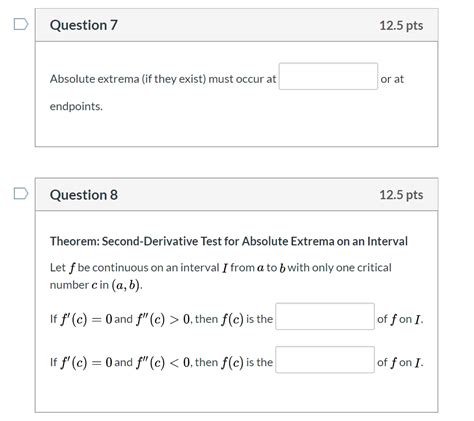 Solved Question 7 12 5 Pts Absolute Extrema If They Exist