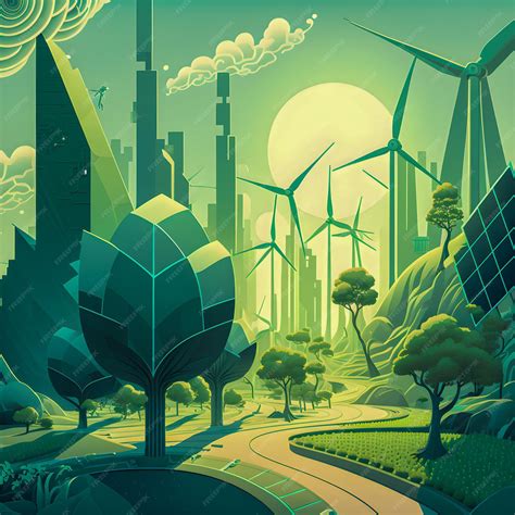 Premium Photo Futuristic Eco City Concept Hand Drawn Illustartion