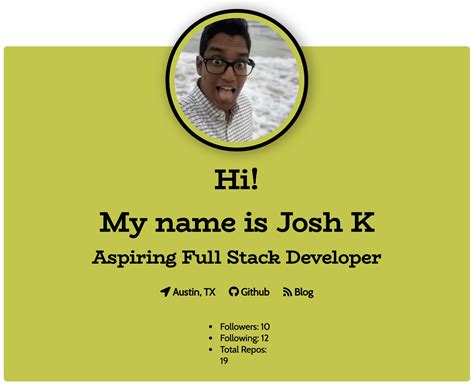 Github Joshkuruvilla512developer Profile Generator