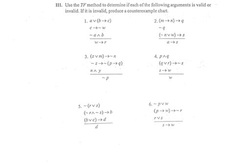 Solved Iii Use The Tf Method To Determine If Each Of The