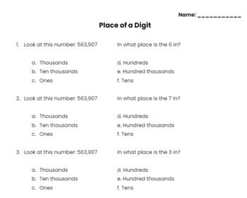 Place And Value Of A 6 Digit Number By Ms Decker TPT
