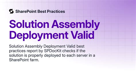 Solution Assembly Deployment Valid Sharepoint Best Practices