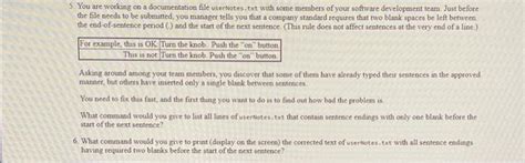 solved 5 you are working on a documentation file usernstes