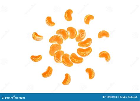 Isolated Citrus Segments Collection Of Tangerine Orange And Other