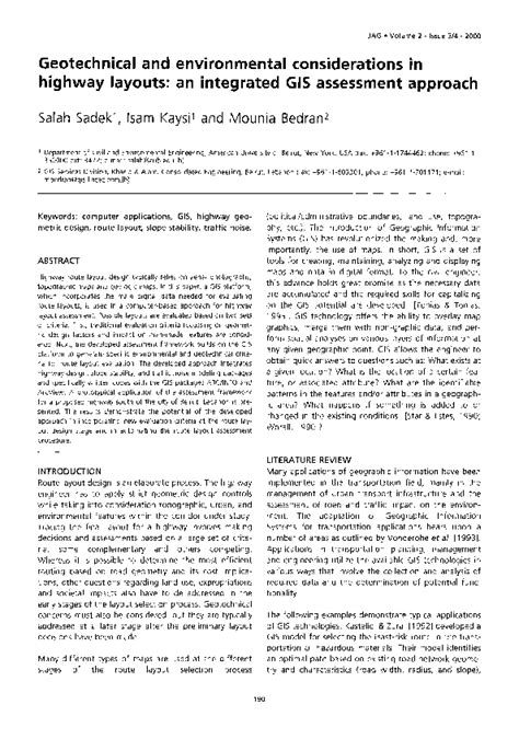 Pdf Geotechnical And Environmental Considerations In Highway Layouts