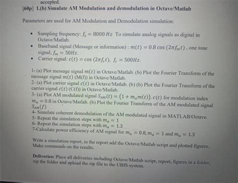 Solved Accepted [60p] 1 B ﻿simulate Am Modulation And
