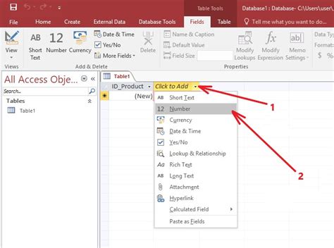 databases creating a database in microsoft access 2016 creating a table with calculation field