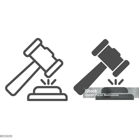 판사 해머 라인과 솔리드 아이콘 법원 판사는 판결 또는 경매 정의의 속성 법학 벡터 디자인 개념 흰색 배경에 윤곽 스타일 그림 웹 및 응용 프로그램에 사용 Eps 10