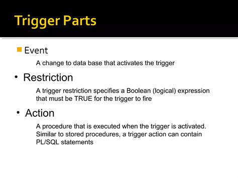 database triggers ppt databases computer software and applications