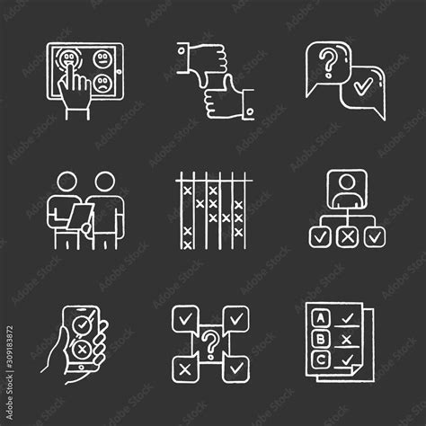 Survey Chalk Icons Set Choose Satisfaction Level Online Feedback Like And Dislike Question