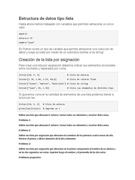 Clase Listas Jueves 23 06 2022 Pdf Python Lenguaje De Programación Algoritmos