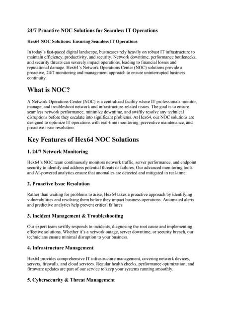 24 7 proactive noc solutions for seamless it operations pdf