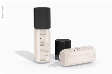 Premium Psd Small Sunscreen Bottles Mockup Closed And Opened
