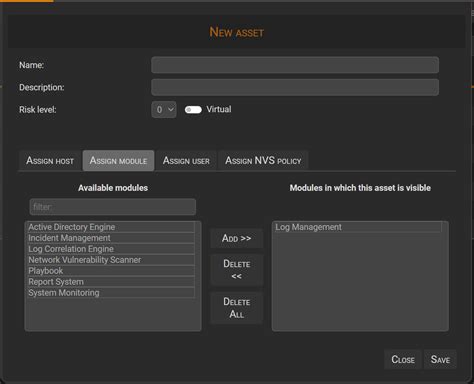Create An Asset SGBox Next Generation SIEM SOAR
