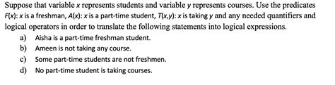Solved Suppose That Variable X Represents Students And Chegg