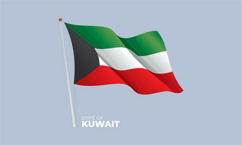 Kuwait National Flag Waving At The Flagpole Vector 3d 27924078 Vector