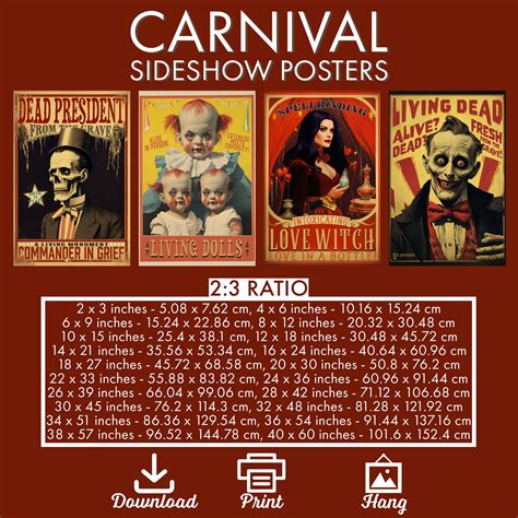 Printable Carnival Sideshow Poster Gallery Set V2 Circus Carnival
