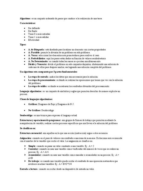 Algoritmo Pdf Algoritmos Lenguaje De Programación