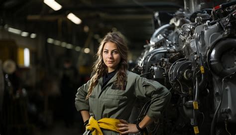 Premium Photo Women In Mechanical Engineering And Maintenance Workshop For Aircraft And Engine