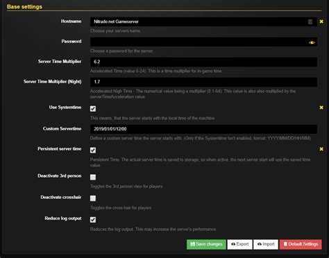 Settings DayZ Console NITRADO