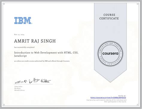 Amrit Raj Singh On Linkedin Webdevelopment Html Css Javascript Ibm Coursera Lifelonglearning