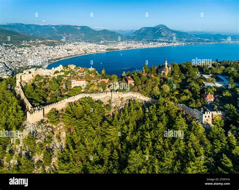 Alanya Castle And Marina From A Drone Alanya Turkish Riviera On