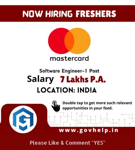 Mastercard Career For Software Engineer 1 Post