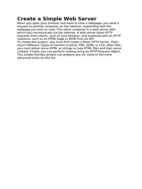 Create A Simple Web Server Pdf