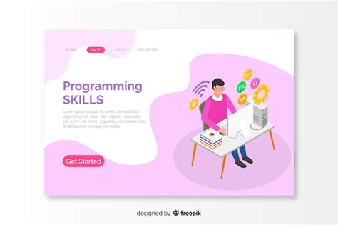 Free Vector Isometric Programming Landing Page Template