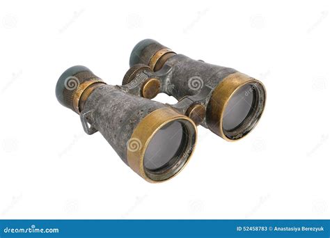 Старые бинокли на белой предпосылке Стоковое Изображение изображение насчитывающей серо бело