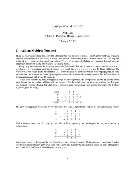 Carry Save Addition Pdf