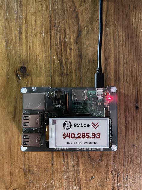 Built A Bitcoin Ticker On A Pi Inky PHAT With Some Very Dodgy Python Running In The