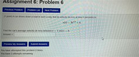 solved assignment 6 problem 6 previous problem problem list