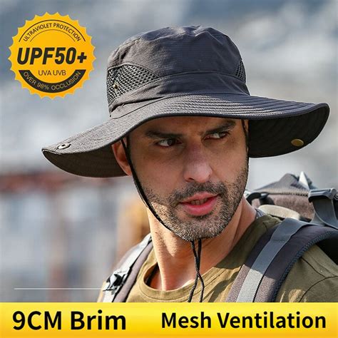 남성용 자외선 차단 큰 처마 모자 여름 햇빛 가리개 야외 낚시 방수 빠른 건조 통기성 우산 모자 Aliexpress
