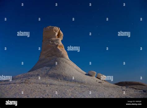 Limestone Rock Formation At Night White Desert National Park Egypt