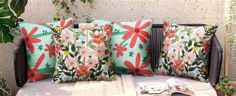 pyonic pack of 2 outdoor pillows waterproof 18x18 inch spring boho floral water