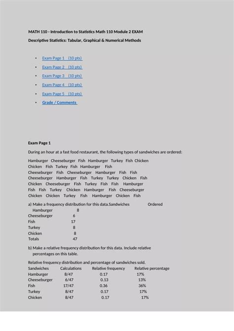 Math 110 Introduction To Statistics Math 110 Module 2 Exam 2024 2025 100 Guaranteed Pass