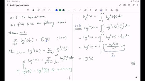 Elementary Proof Of Prime Number Theorem 10 An Important Sum Youtube