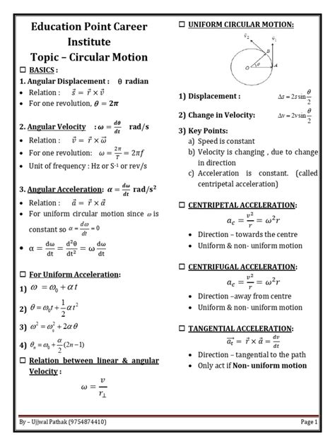 Circular Motion Notes Pdf Acceleration Applied And Interdisciplinary Physics