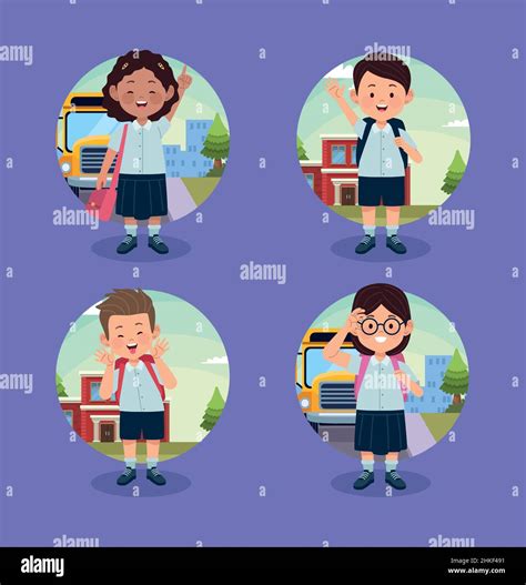Four Students Group Characters Stock Vector Image And Art Alamy