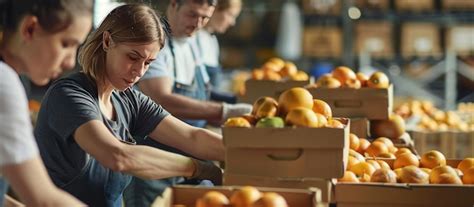 Workers Packaging Fresh Oranges In A Warehouse Premium Ai Generated Image