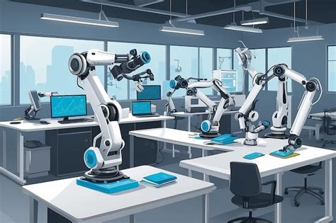Premium Photo Depict A Robotics Lab With Students Programming Robotic