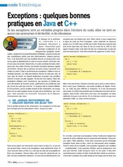 Exceptions Quelques Bonnes Pratiques En Java Et C