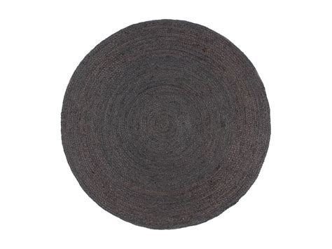 Alfombra De Yute Tejida A Mano Redonda Gris Oscuro 210 Cm